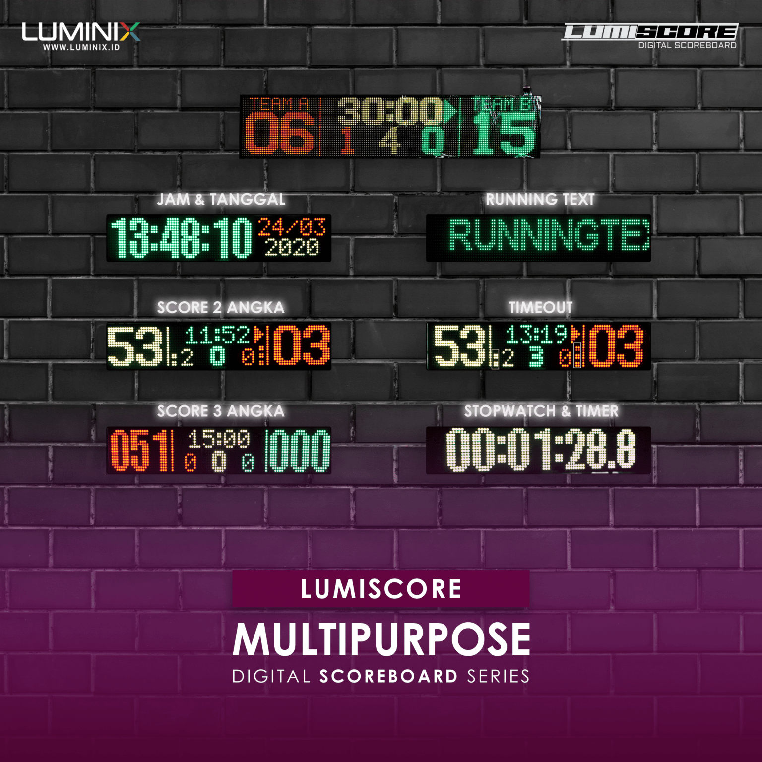 Scoreboard Digital Multi LM-1603 Team Name Double Color | Digital ...