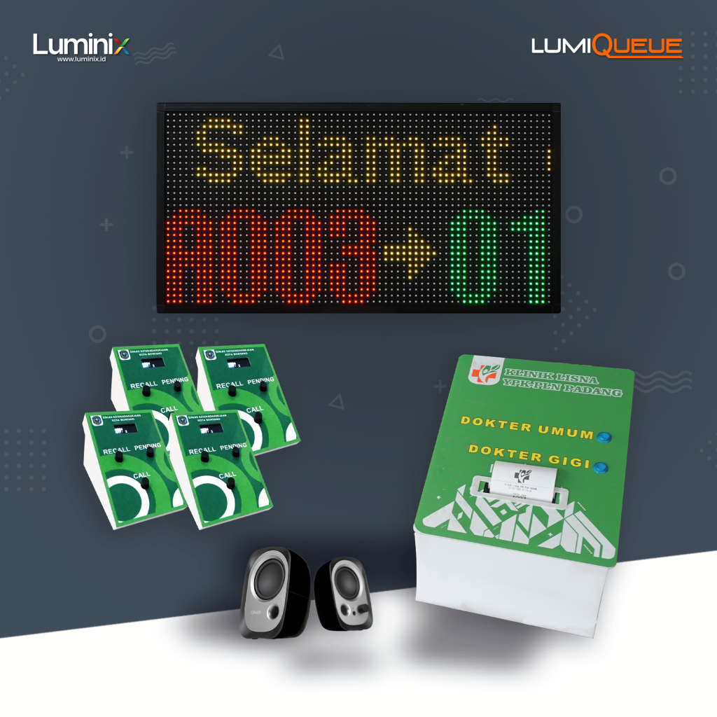 Mesin Antrian Multimedia Full Wireless 3 Loket + Mesin Survey » Luminix