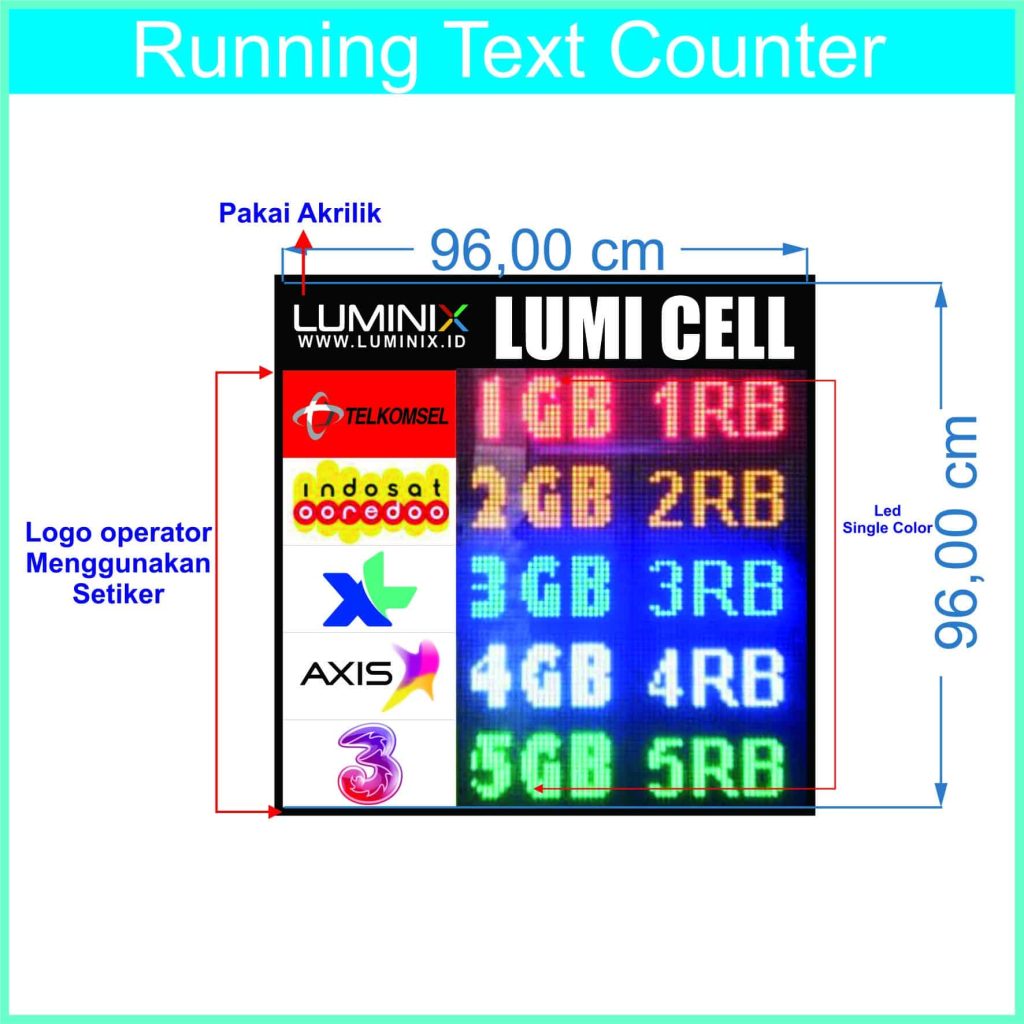 Runningtext Counter HP / Konter Pulsa / HP / Kuota – Luminix