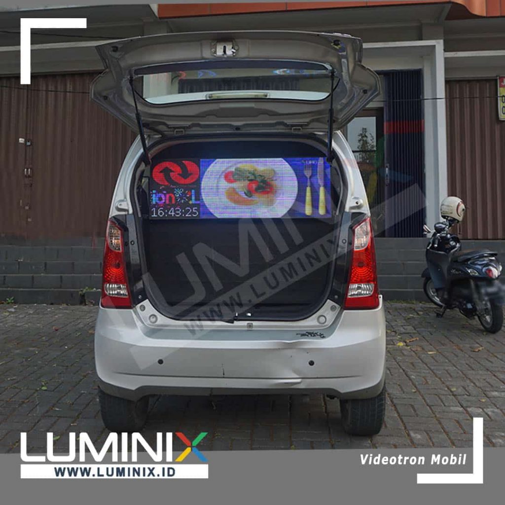 Videotron Mobil Untuk Iklan / Promo Produk di Kaca Mobil Belakang – Luminix