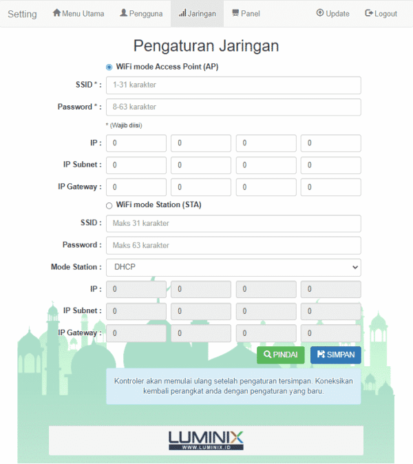 Kontroler JWS - SETTING AWAL » Luminix