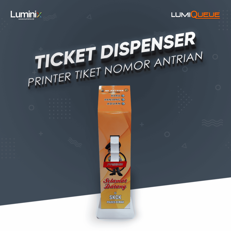 Mesin Antrian 2 Loket Wireless – Dispenser Stand Tombol – Luminix