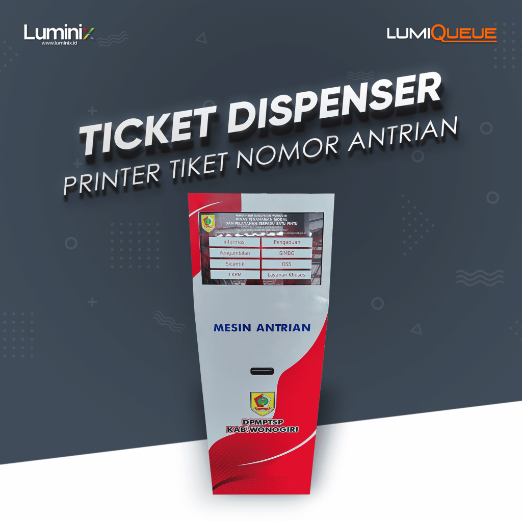 Mesin Antrian Multimedia Full Wireless 3 Loket + Dispenser Touchscreen ...