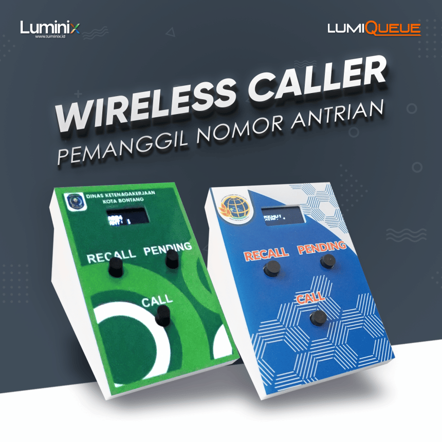 Mesin Antrian 2 Loket Wireless – Dispenser Stand Tombol – Luminix